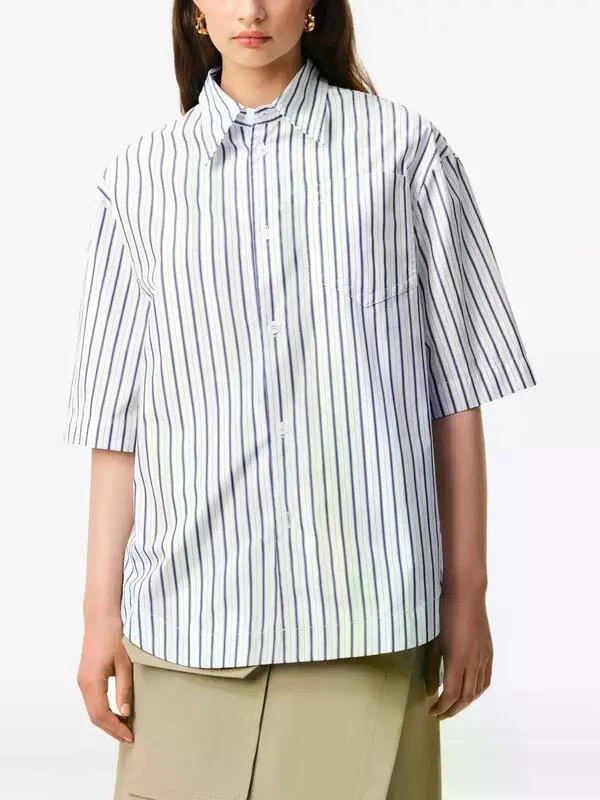AMI Paris Striped Cotton Short-sleeve Shirt