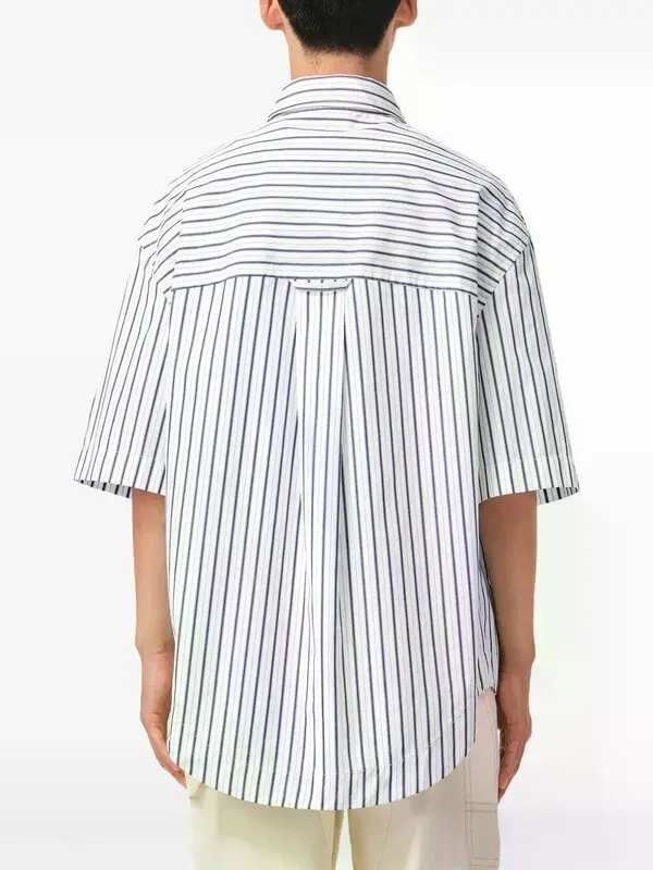 AMI Paris Striped Cotton Short-sleeve Shirt