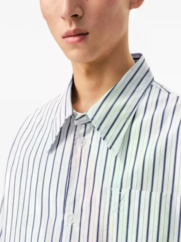 AMI Paris Striped Cotton Short-sleeve Shirt
