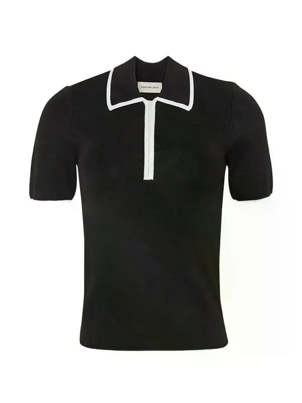 Calvin Klein Zip-detail Polo Top - Black