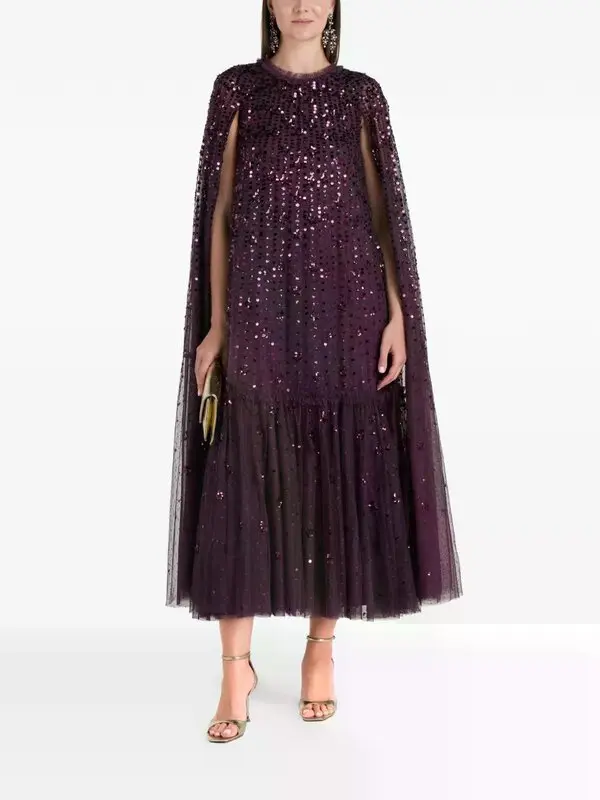 NEEDLE & THREAD Sequin Cape Maxi Dress