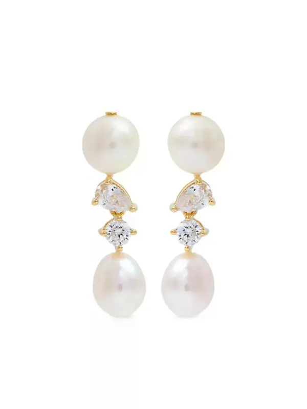 Completedworks Pearl And Cubic Zirconia Embellished Earrings - Gold