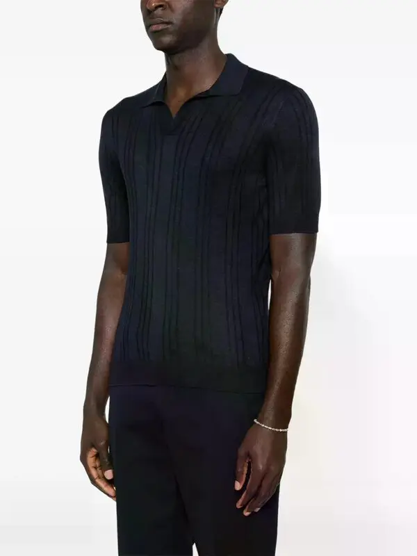 Tagliatore Ribbed V-neck T-shirt - Blue