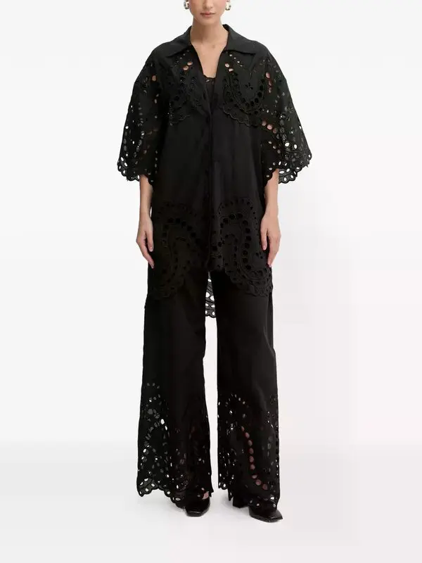 Charo Ruiz Ibiza Tao Eyelet Blouse - Black