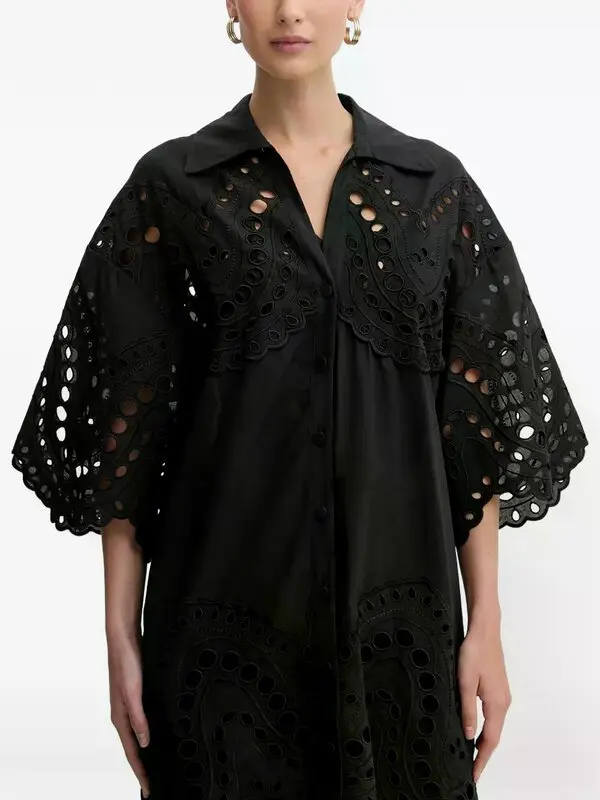 Charo Ruiz Ibiza Tao Eyelet Blouse - Black