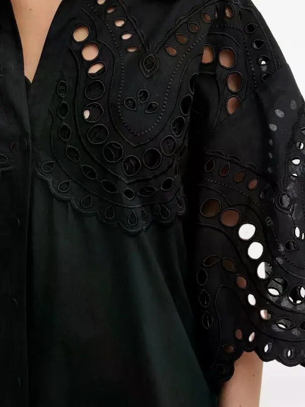 Charo Ruiz Ibiza Tao Eyelet Blouse - Black