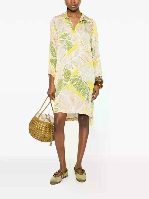DEHA V-neck Leaf-print Dress