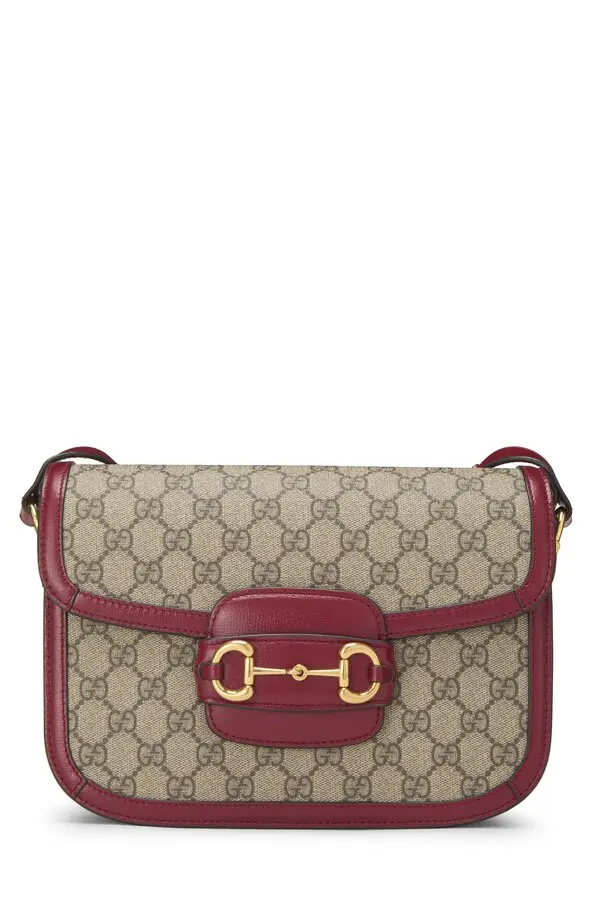 Gucci Original Gg Supreme 1955 Horsebit Shoulder Bag - Red