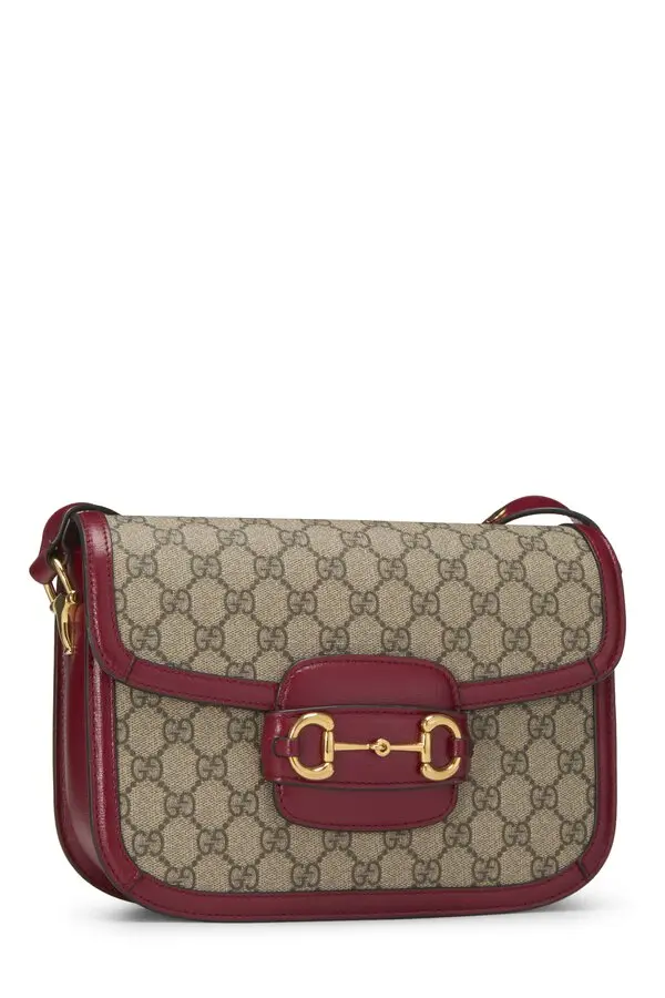 Gucci Original Gg Supreme 1955 Horsebit Shoulder Bag - Red