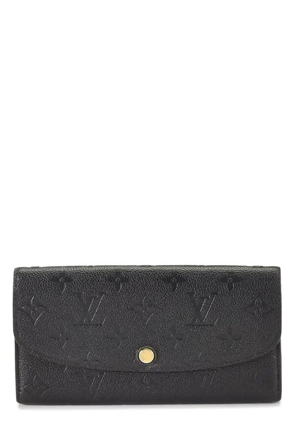 LOUIS VUITTON Noir Monogram Empreinte Emilie Wallet - Black