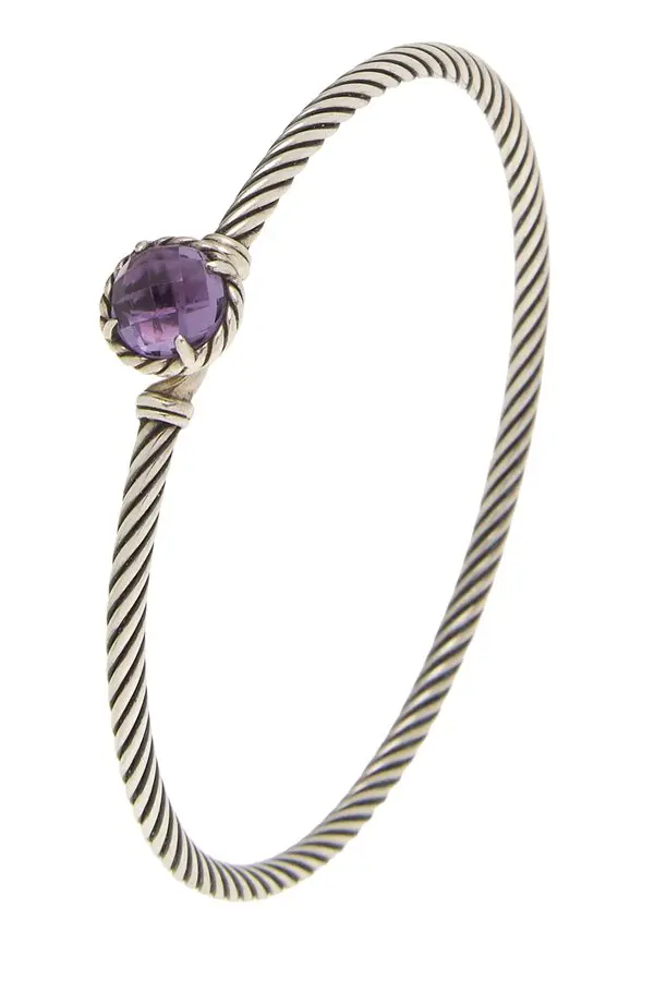 David Yurman Silver Amethyst Chatelaine Bangle