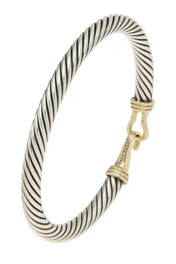 David Yurman Silver Two-tone Buckle Classic Cable Bracelet