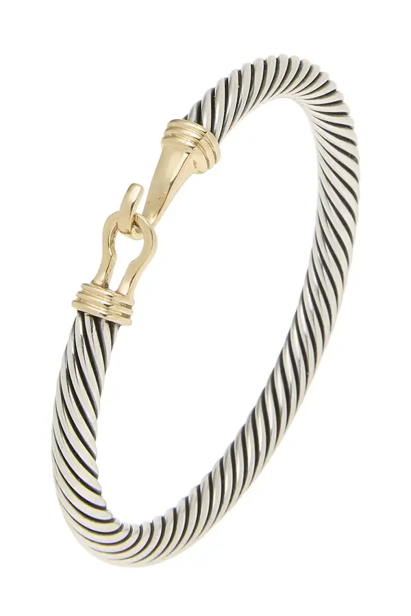 David Yurman Silver Two-tone Buckle Classic Cable Bracelet