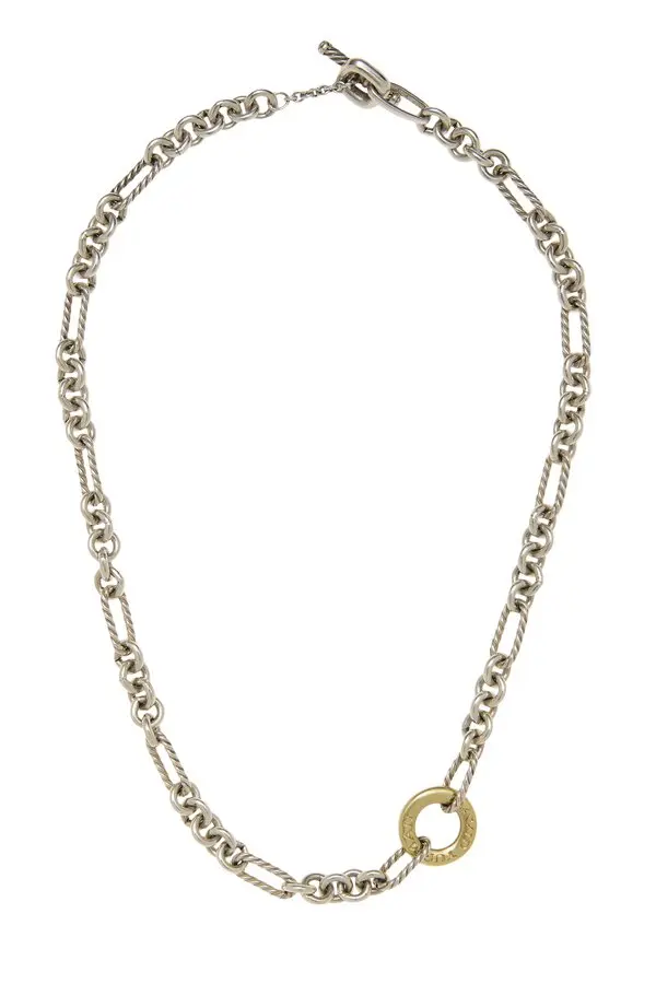 David Yurman Two-tone Figaro Chain Choker - Silver