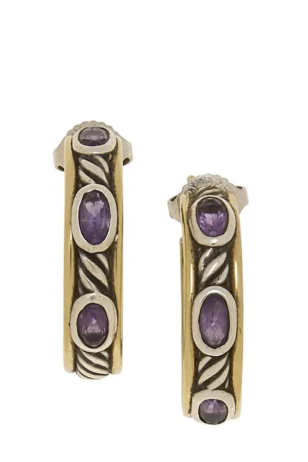 David Yurman Amethyst Hoop Earrings - Silver