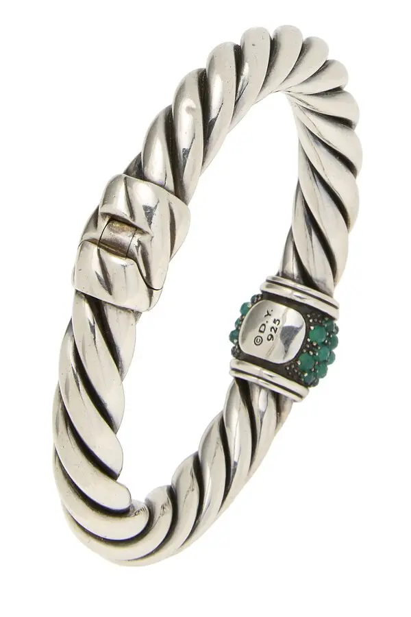 David Yurman Silver Osetra Hinged Cable Bracelet