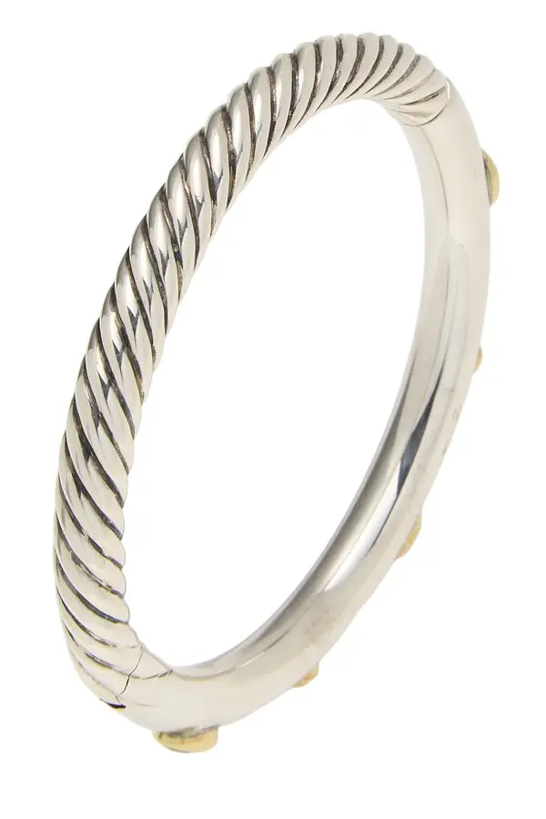 David Yurman Silver Smoky Quartz & Peridot Cable Bangle
