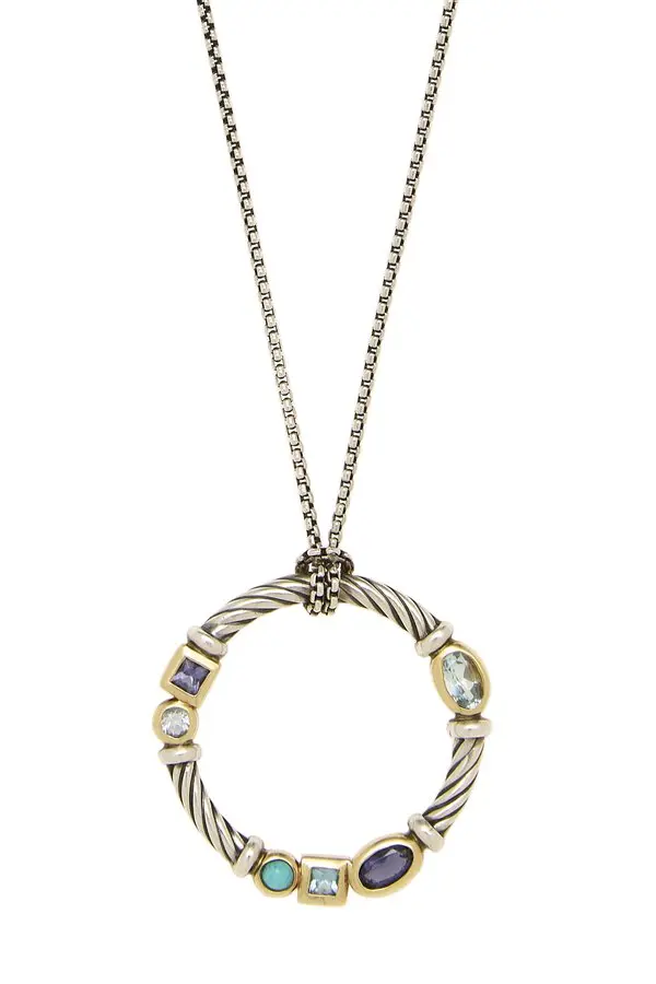 David Yurman Silver Two-tone Confetti Pendant Necklace