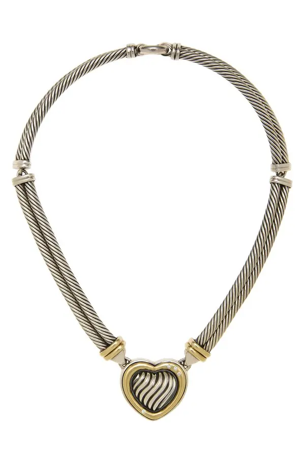 David Yurman Metro Cable Heart Necklace - Gold