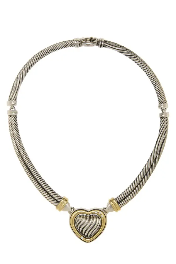 David Yurman Metro Cable Heart Necklace - Silver