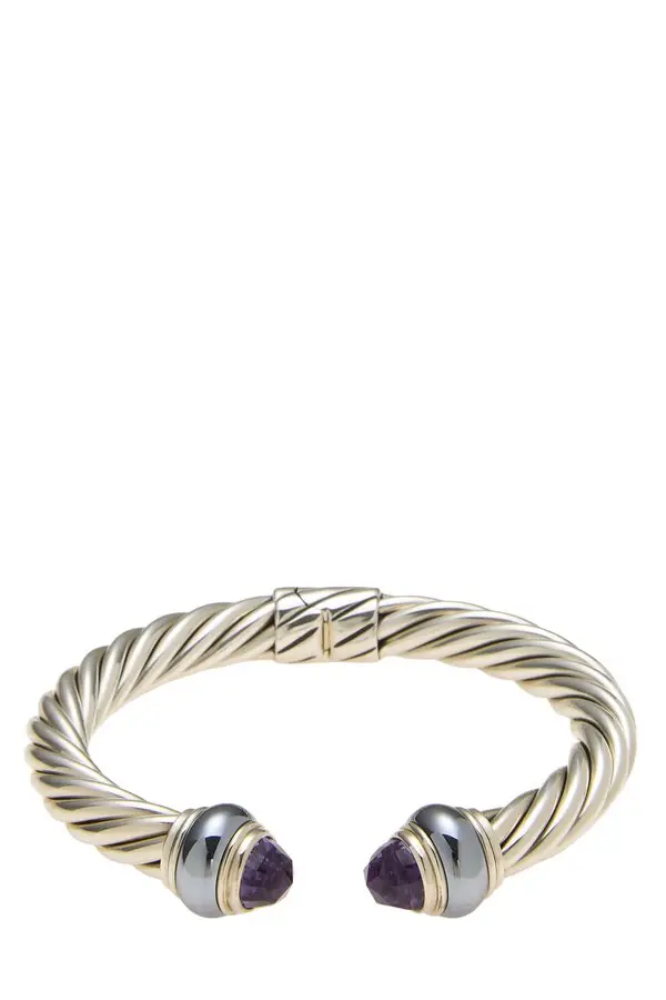 David Yurman Silver Amethyst Classic Cable Hinged Bracelet