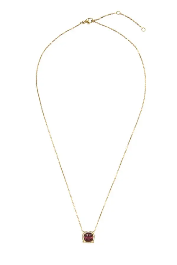 David Yurman Gold Chatelaine Necklace With Garnet And Pavé Diamonds - Red