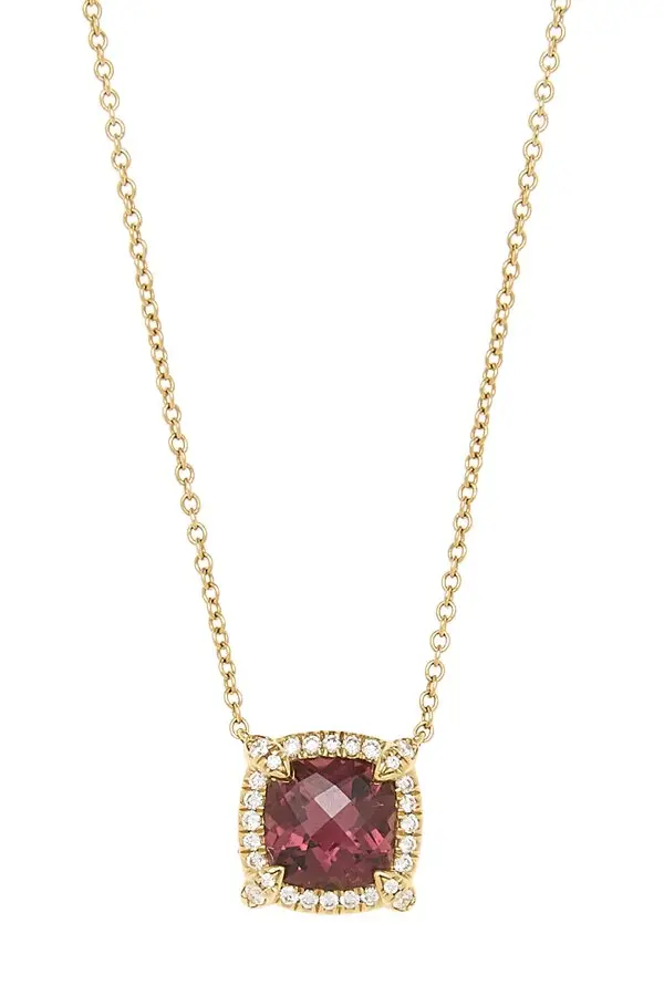 David Yurman Gold Chatelaine Necklace With Garnet And Pavé Diamonds - Red
