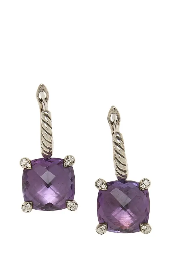 David Yurman Silver Amethyst Chatelaine Drop Earrings