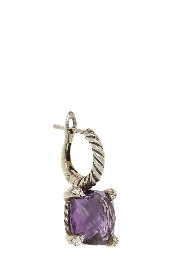 David Yurman Silver Amethyst Chatelaine Drop Earrings