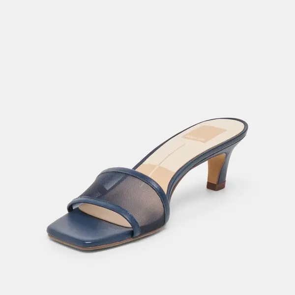 DOLCEVITA Rexa Mesh Kitten Heel Mules - Navy Mesh