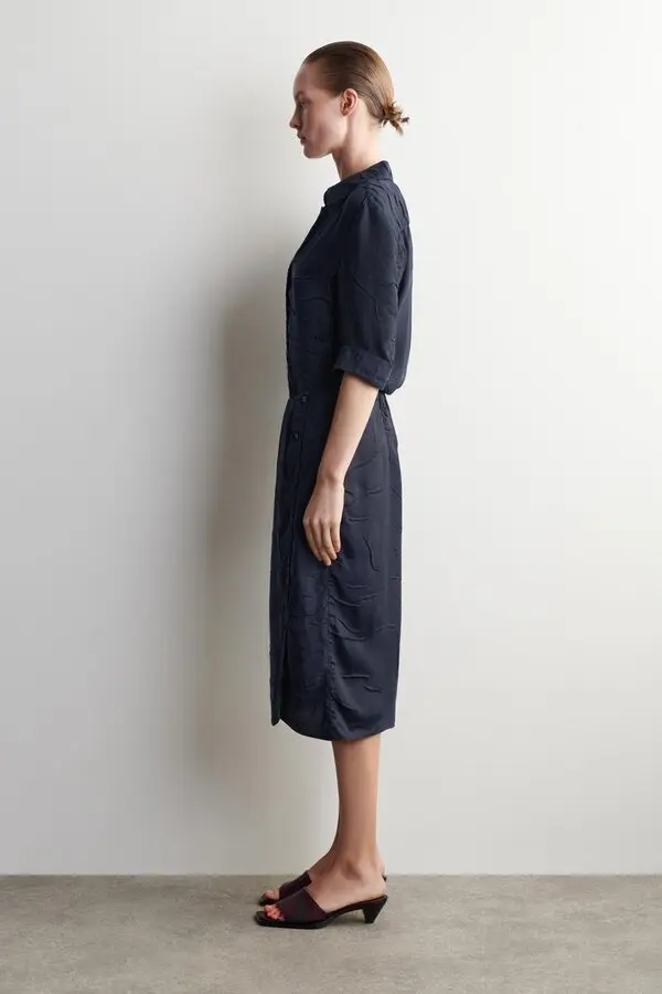 Cos Gathered Crinkled Midi Skirt