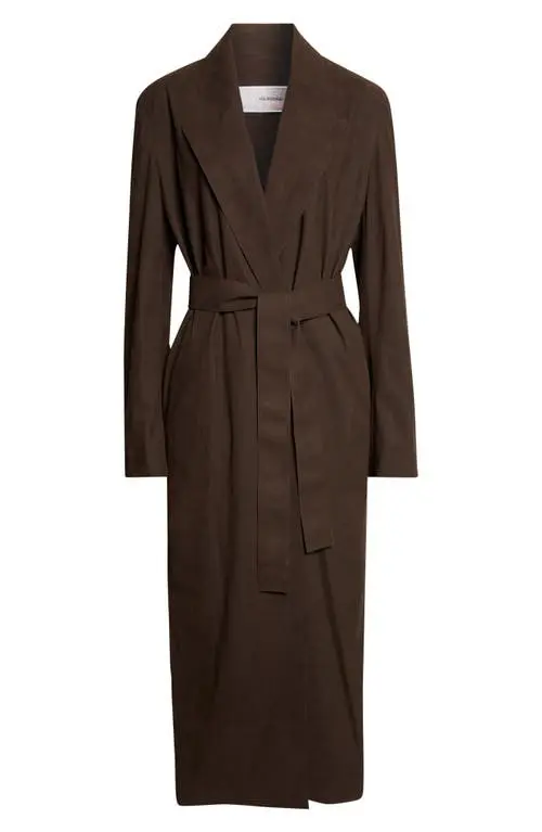 GIA STUDIOS Cocoa Faux Suede Wrap Coat - Dark Brown