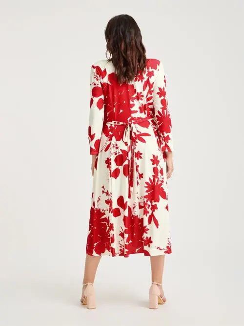 SCARLETT & JO Katie Wrap Midi Dress - Ivory Red