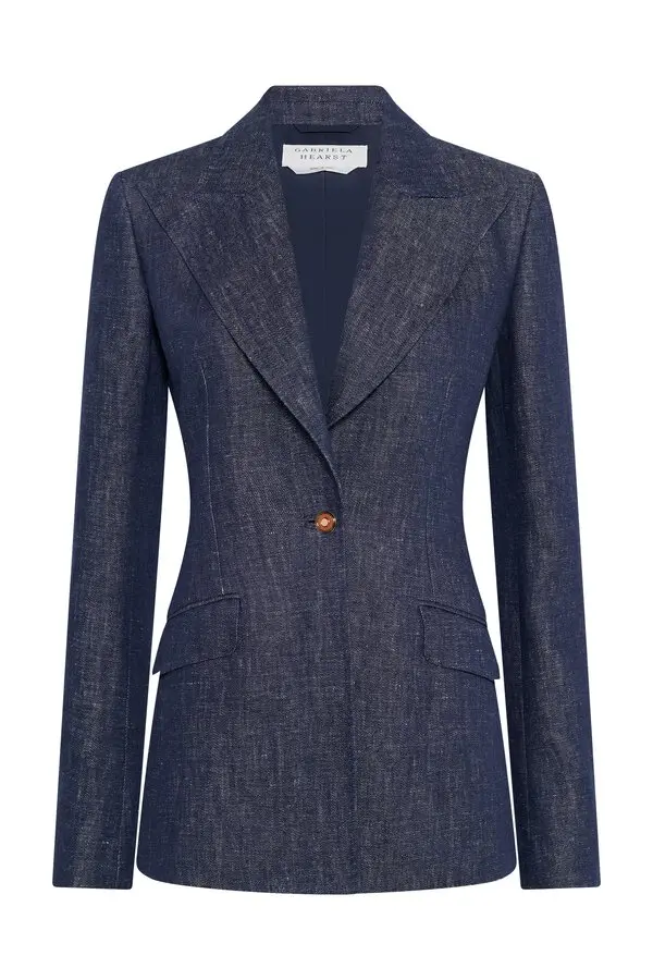 Gabriela Hearst Leiva Blazer Stone Washed Linen - Denim