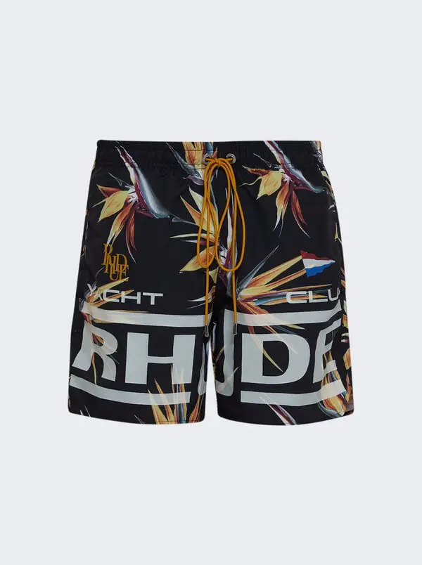 Rhude Regatta Club Hawaiian Swim Short And White - Multi