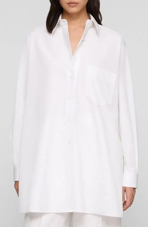 Lafayette 148 New York Oversize Cotton Poplin Convertible Wrap Blouse - White