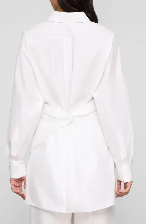 Lafayette 148 New York Oversized Cotton Poplin Convertible Wrap Blouse