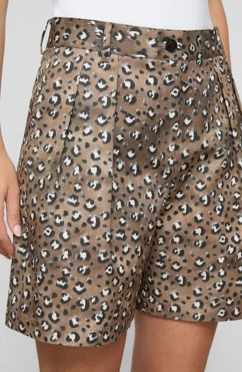 Lafayette 148 New York Leopard Print Twill Wide Leg Shorts