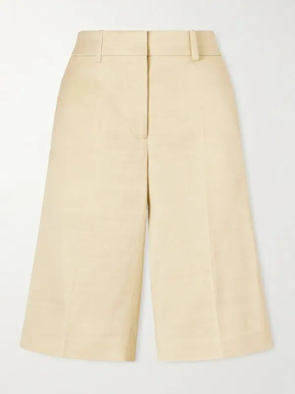 Another Tomorrow Twill Straight-leg Shorts - Neutrals