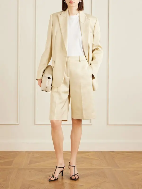 Another Tomorrow Twill Straight-leg Shorts - Neutrals