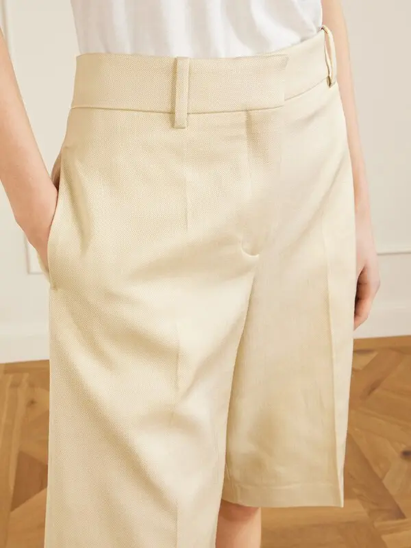 Another Tomorrow Twill Straight-leg Shorts - Neutrals