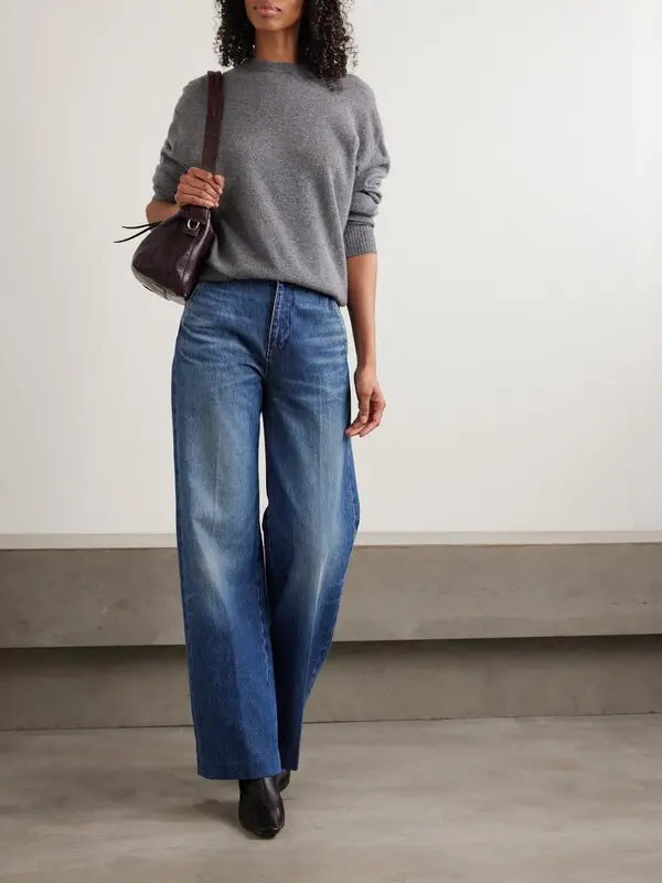 FRAME The Bow High-rise Wide-leg Jeans - Blue