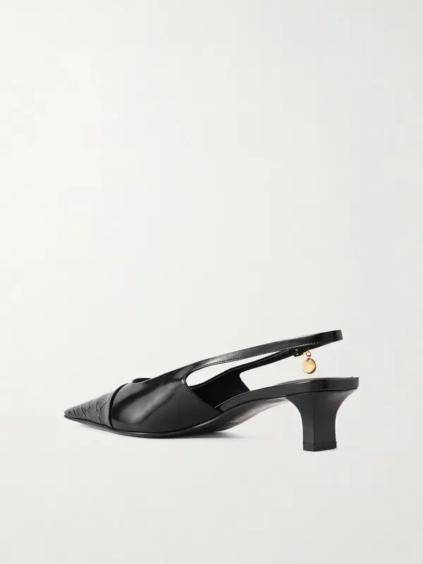 TOD'S Embellished Croc-effect Leather Slingback Pumps