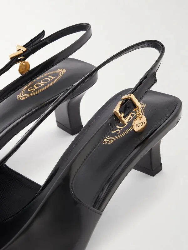 TOD'S Embellished Croc-effect Leather Slingback Pumps