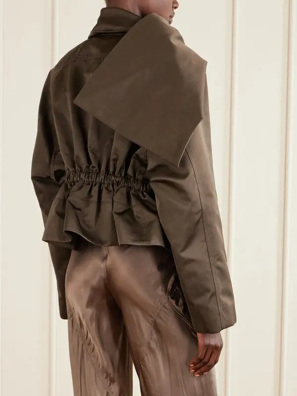 Rick Owens Cropped Scarf Satin-shell Jacket