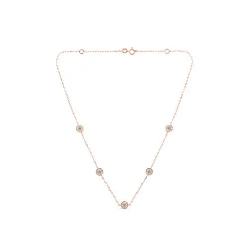 HAUS OF BRILLIANCE Silver 1/2 Cttw Diamond Station Necklace - Rose Gold Over Silver