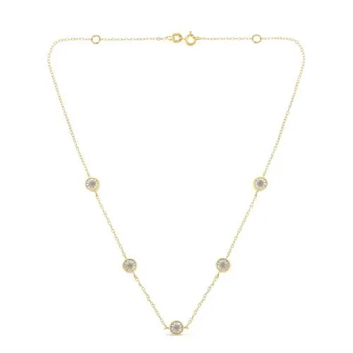 HAUS OF BRILLIANCE Silver 1/2 Cttw Diamond Station Necklace - Yellow Gold Over Silver