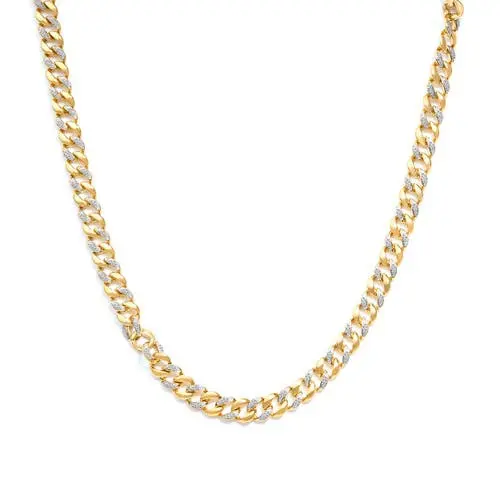 HAUS OF BRILLIANCE 14k Yellow Gold Plated Sterling Silver 1.0 Cttw Diamond Cuban Link Necklace - Yellow Gold Over Silver