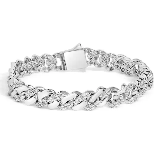 HAUS OF BRILLIANCE 1/2 Cttw Diamond Cuban Curb Chain Bracelet - Silver