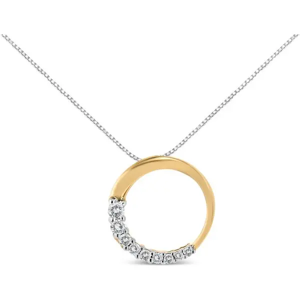 HAUS OF BRILLIANCE 14k Gold 0.25 Cttw Diamond Open Circle Pendant Necklace - Yellow Gold